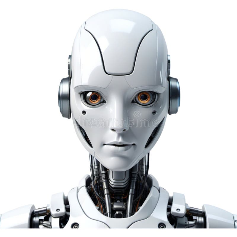 Robot Android Head Isolated on White Background Stock Illustration ...