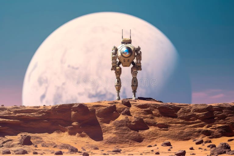 Robot Android on Mars Planet for Collecting Samples and Establishing a ...