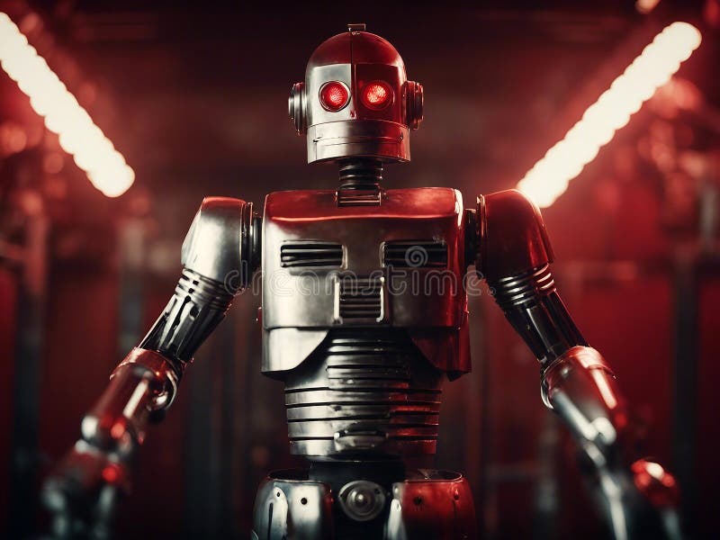 Robot Android. Old Rusting Vintage Robot of Red Color. AI Generated ...