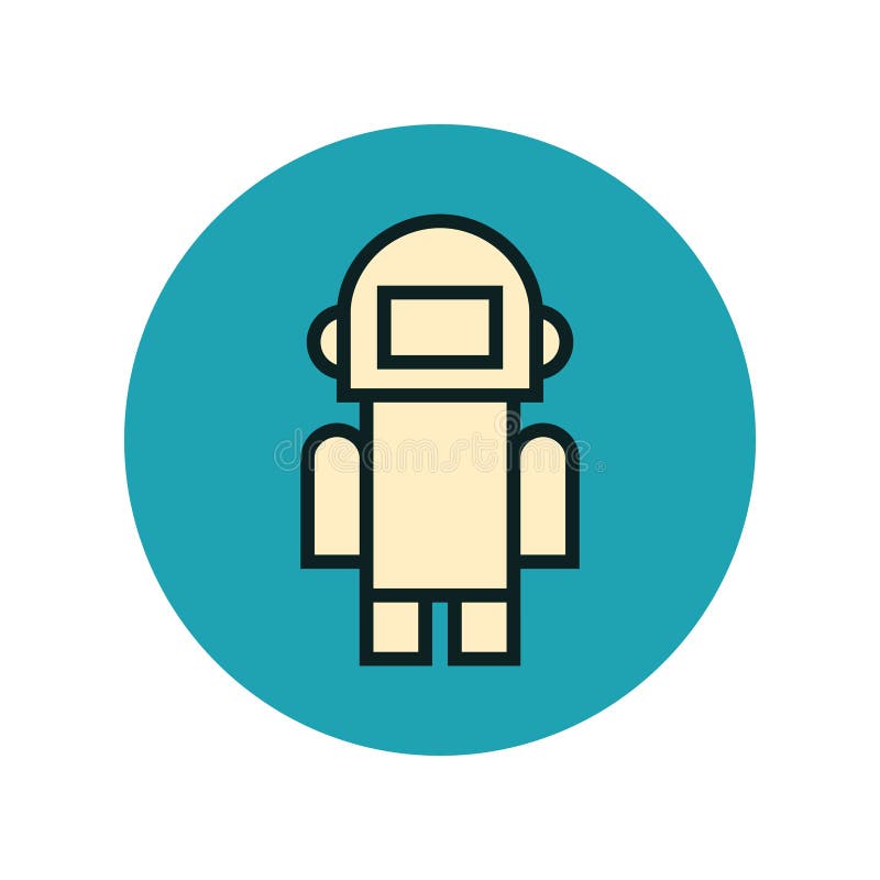 Robot Android Vector Icon on Blue Circle Stock Vector - Illustration of ...