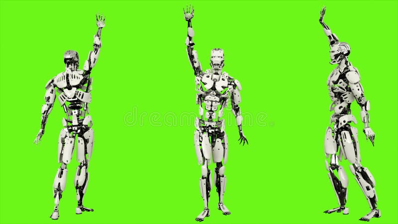 Robot Android is Waving a Greeting. Realistic Looped Motion on Green ...