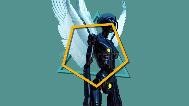 Robot Angel Wings Loop stock footage. Video of human - 336037030
