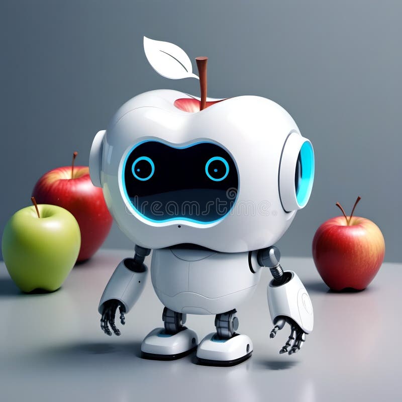 Robot with Apple Shape and Fruit Kitchen, AI Generated Stock ...
