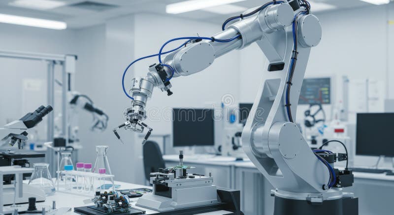 Robot Arm in Action stock illustration. Illustration of precision ...