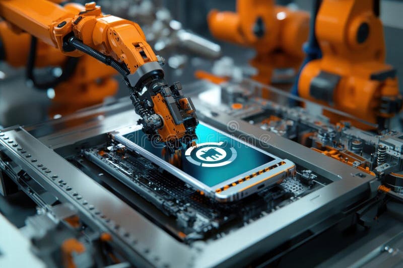 Robot Arm Assembles Smartphone on Production Line with Automated ...