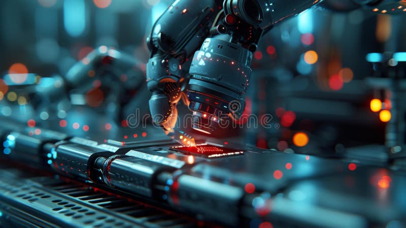 Robot Arm Assembling Circuit Board - Generative Ai Stock Illustration ...
