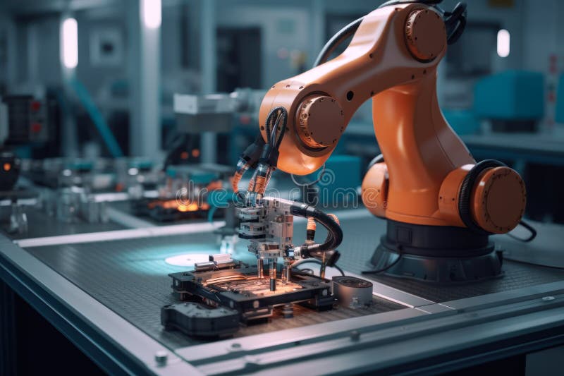 Robot Arm Assembling Circuit Boards Artificial Intelligence Generative ...