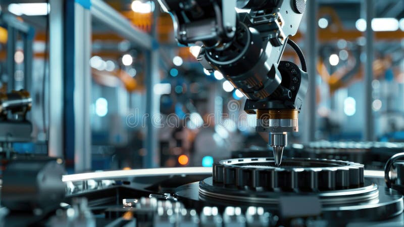 Robot Arm Assembling Parts on a Manufacturing Line Stock Photo - Image ...