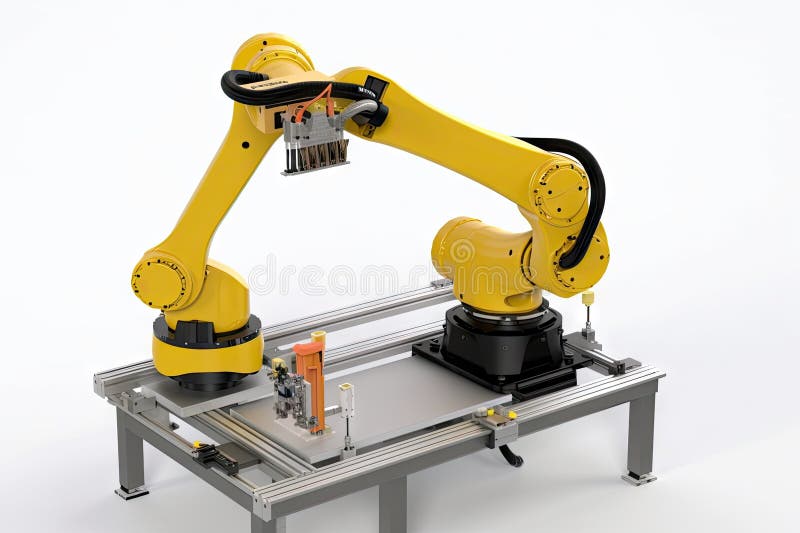 Robot Arm Carrying Component To Workstation for Assembly Stock ...