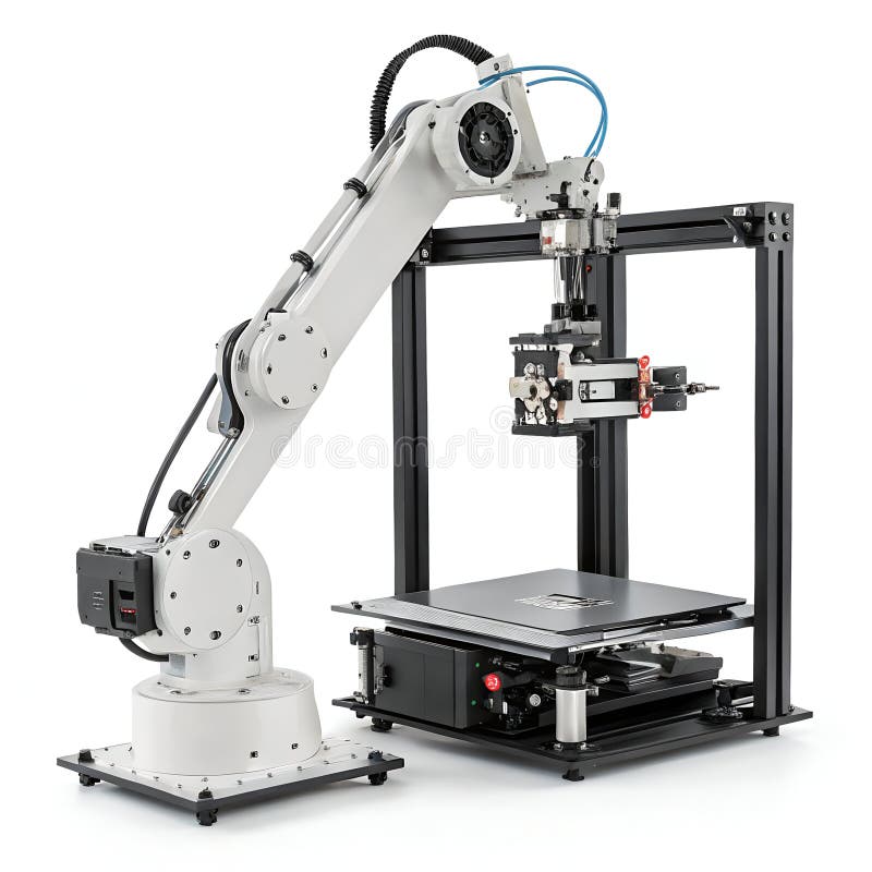 Robot Arm 3D Printer stock illustration. Illustration of design - 357449345