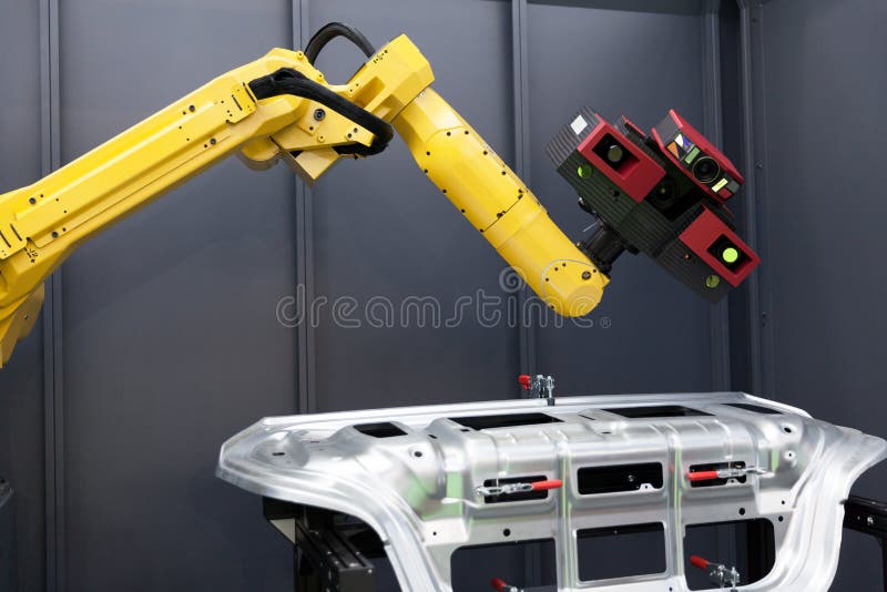 Robot Arm with 3D Scanner. Automated Scanning. Stock Image - Image of ...
