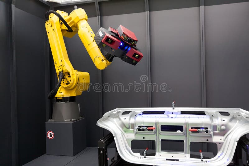 Robot Arm with 3D Scanner. Automated Scanning. Stock Image - Image of ...