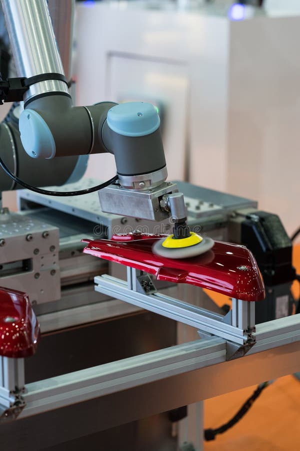 Robot Arm Finishing Automotive Part Surface by Lapping Process F Stock ...
