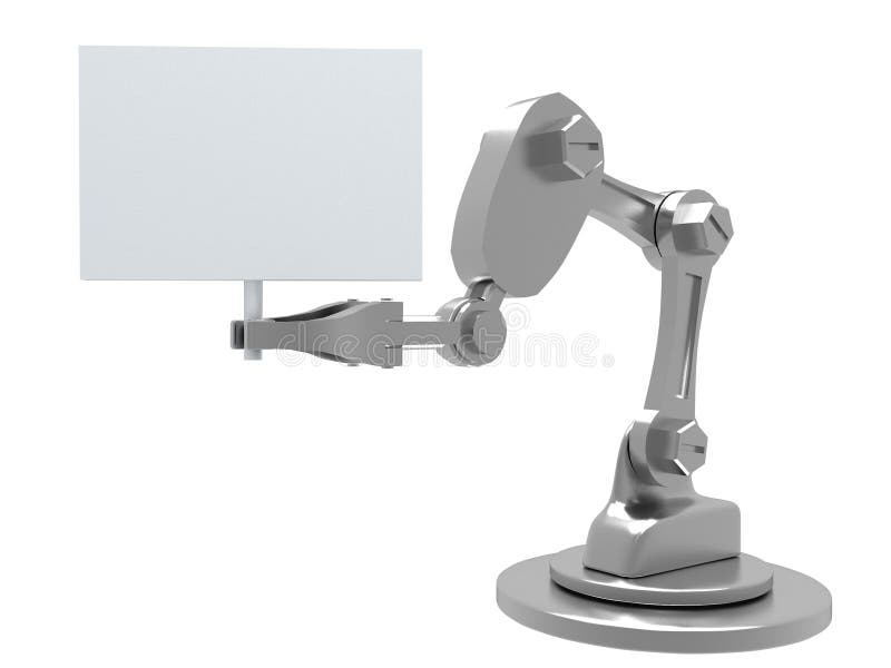 Robot Arm Hanging a Text Board Stock Illustration - Illustration of ...