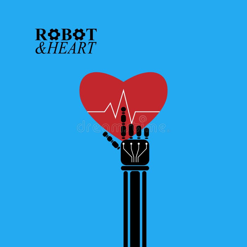 Robot arm with heartbeat stock illustration. Illustration of industry ...