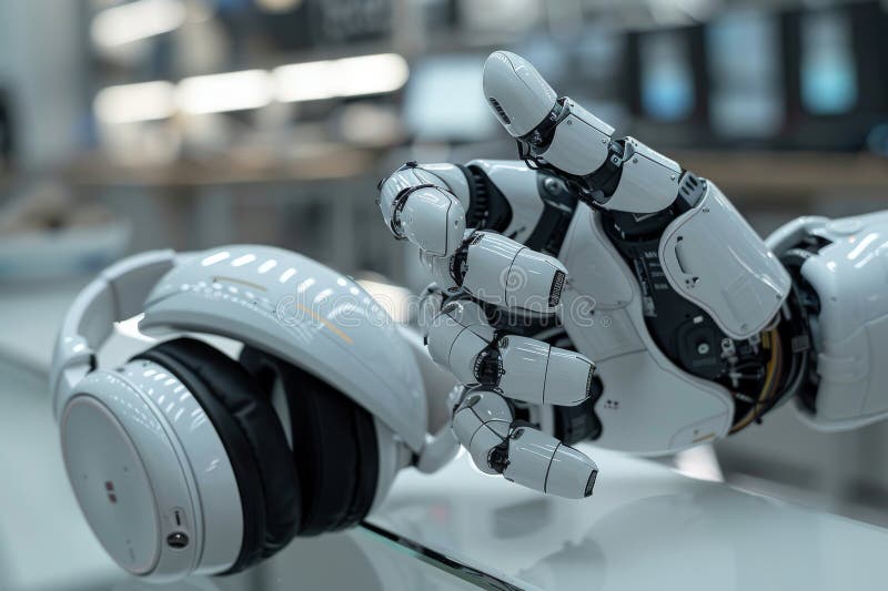 Robot Arm Holding a Lithium Battery in a Modern Technology Setting ...