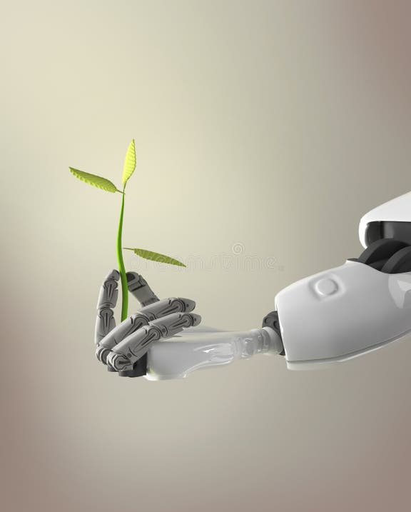Robot Hand Holding Earth Sprout Stock Photos - Free & Royalty-Free ...