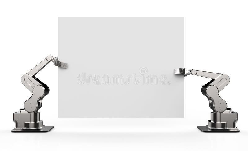 Robot Arm Holding White Blank Paper Stock Illustration - Illustration ...