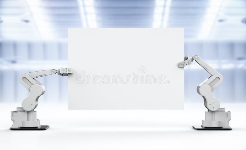 Robot Arm Holding White Blank Paper Stock Illustration - Illustration ...