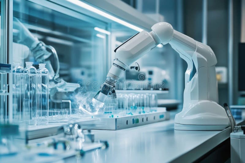 Robot Arm Holds Test Tube in Laboratory Setting Stock Photo - Image of ...