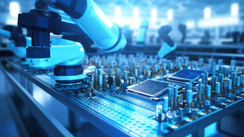 A Robot Arm Inside an Electronics Factory Stock Illustration ...