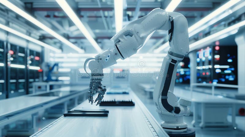 Robot Arm Inside Electronics. Advanced Technology Industry Background ...