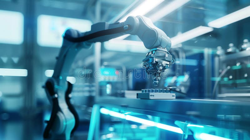 Robot Arm Inside Electronics. Advanced Technology Industry Background ...
