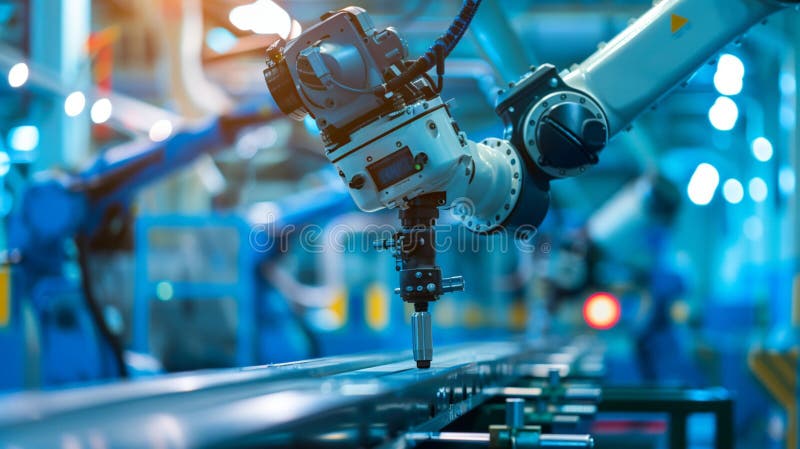 Robot Arm Inside Electronics. Advanced Technology Industry Background ...