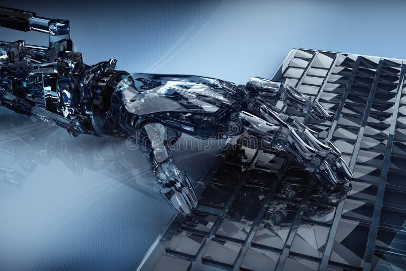 Robot arm with keyboard stock photo. Image of website - 192201652