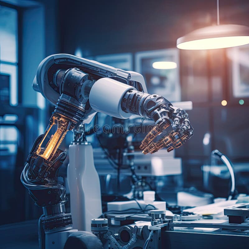Robot Arm in Laboratory,Medical Robot Machine in Lab,AI Generated Stock Illustration ...