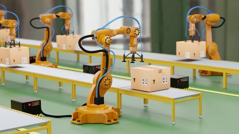 Robot Arm Lift in the Production Line. Stock Illustration ...