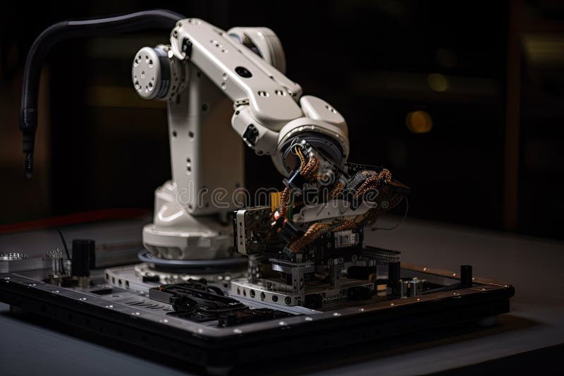 Robot Arm Manipulates Tool To Repair or Modify Mechanical Device Stock ...