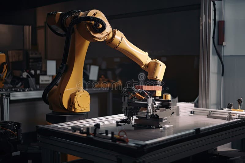 Robot Arm Performing Delicate Task in Factory, with Human Controller ...
