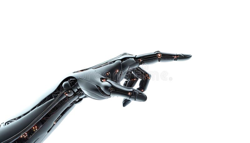 Robot Arm with Finger Pointing Up, White Background Stock Illustration ...
