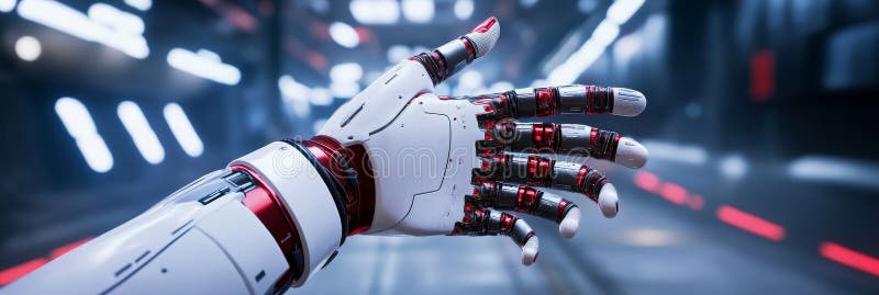 Robot Arm Reaching in Futuristic Setting Advanced Robotic Arm ...