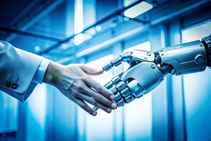 Robot Arm Reaching Out for Handshake Gesture Stock Illustration ...