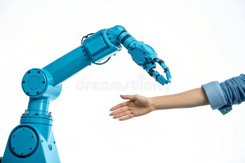 Robot Arm Reaching Out for Handshake Gesture Stock Illustration ...