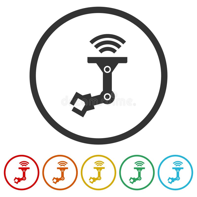 Robot Arm Ring Icon Isolated on White Background Color Set Stock Vector ...