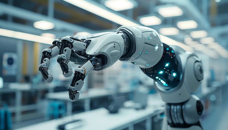 A Robot Arm is Shown in a Factory Setting by AI Generated Image Stock ...