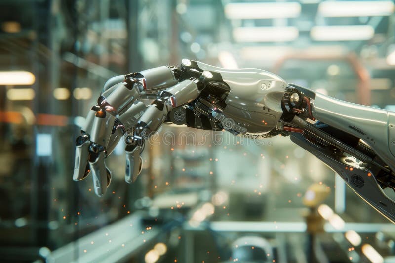 A Robot Arm is Shown in a Factory Setting Stock Photo - Image of ...