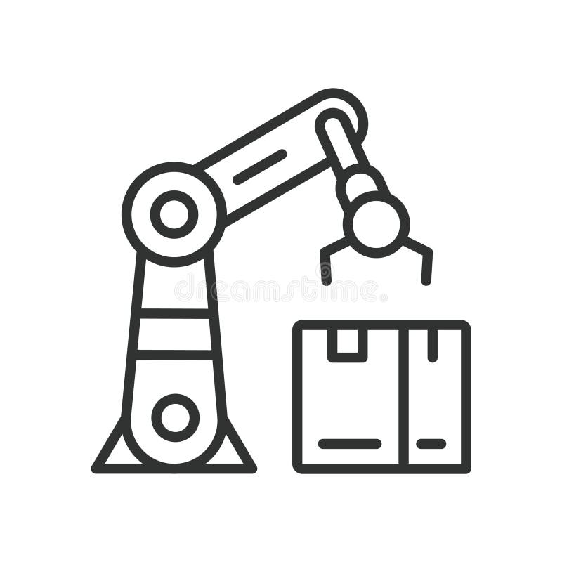 Robot Arm Warehouse Automation, Icon in Line Design. Robot, Arm ... Robot Arm Warehouse Automation, Icon in Line Design. Robot, Arm ...