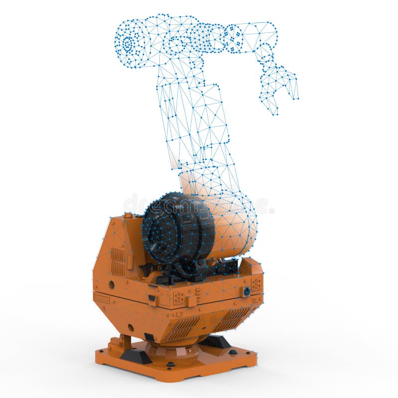 Robot arm with wireframe stock photo. Image of intelligence - 132509854