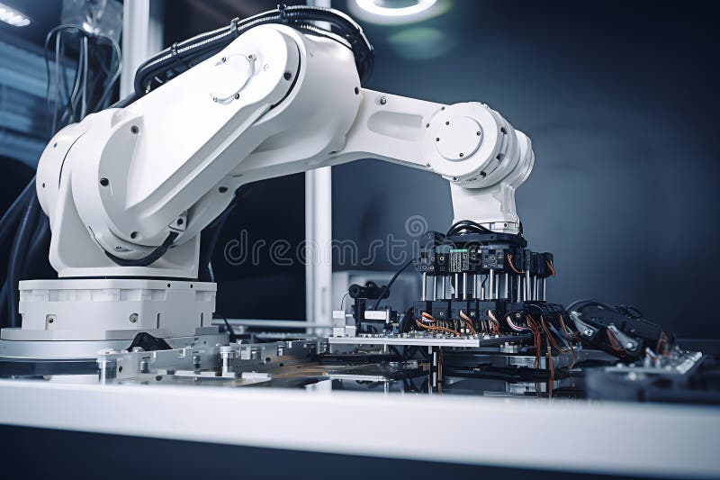 Robot Arm Working for Contemporary Chips Assembly Computer Processor ...
