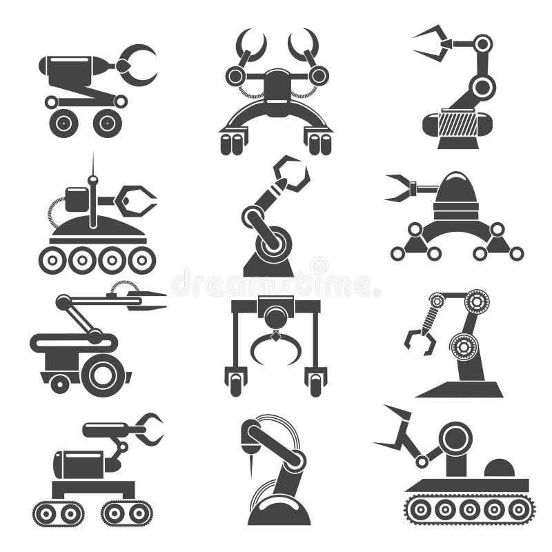 Set of Robotic Arms, Hands. Vector Robot Icons Set Stock Vector ... Set of Robotic Arms, Hands. Vector Robot Icons Set Stock Vector ...