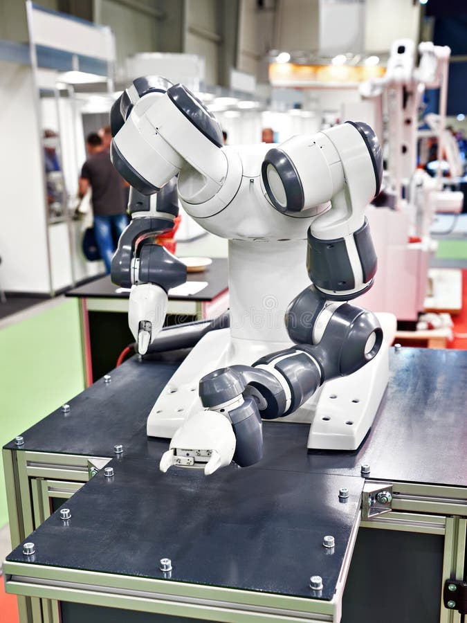 Robot with Arms Manipulator Stock Photo - Image of cyborg, futuristic ...