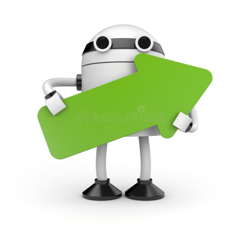 Robot with arrow stock illustration. Illustration of employer - 29383288