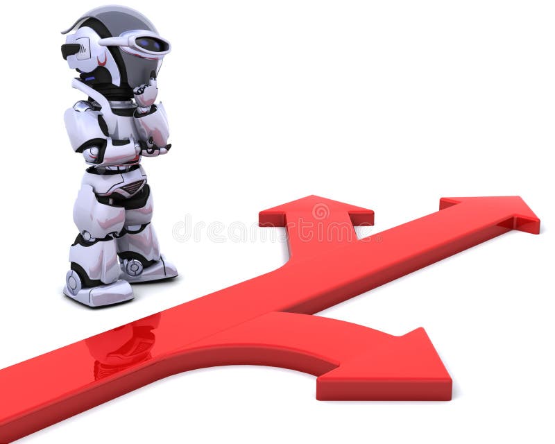 Robot with arrow symbol stock illustration. Illustration of robot ...