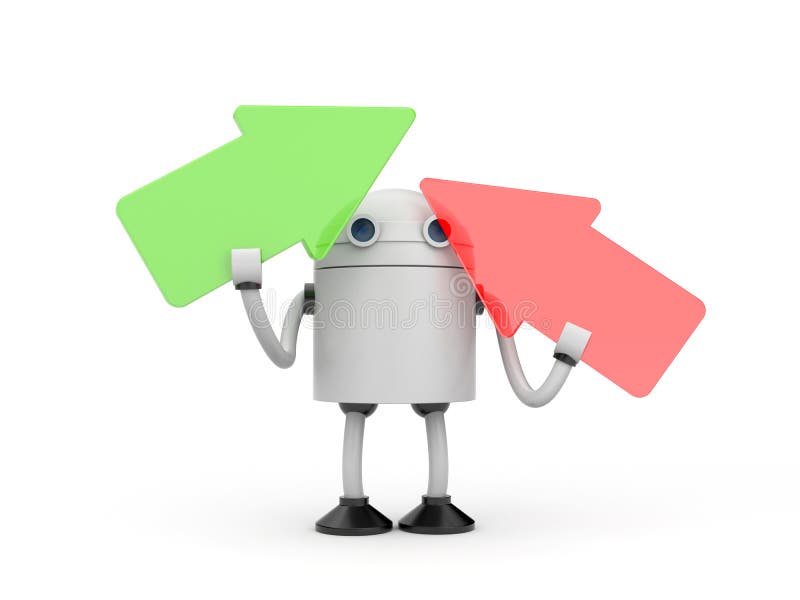 Robot with arrows stock illustration. Illustration of fall - 74111243