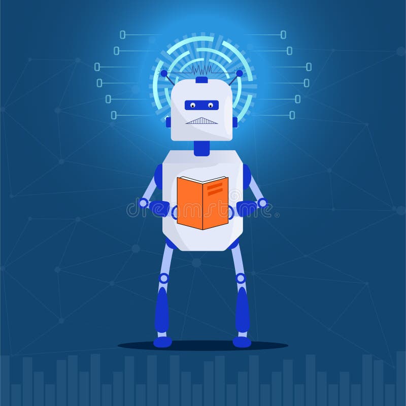 Robot with Artificial Intelligence AI Vector Illustration Graphics ...