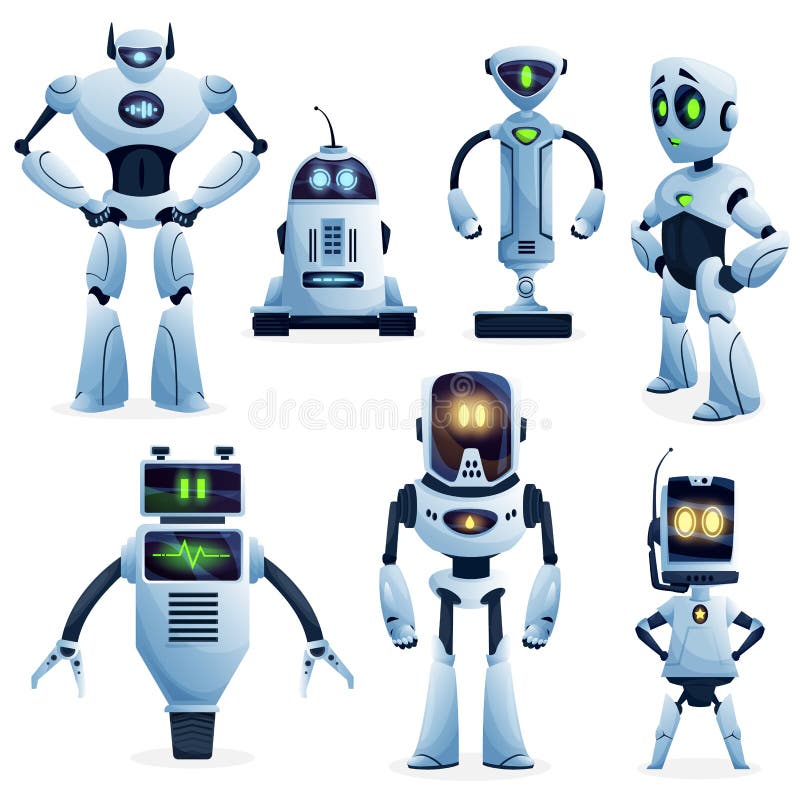 Robot and Artificial Intelligence Bot Characters Stock Vector ...
